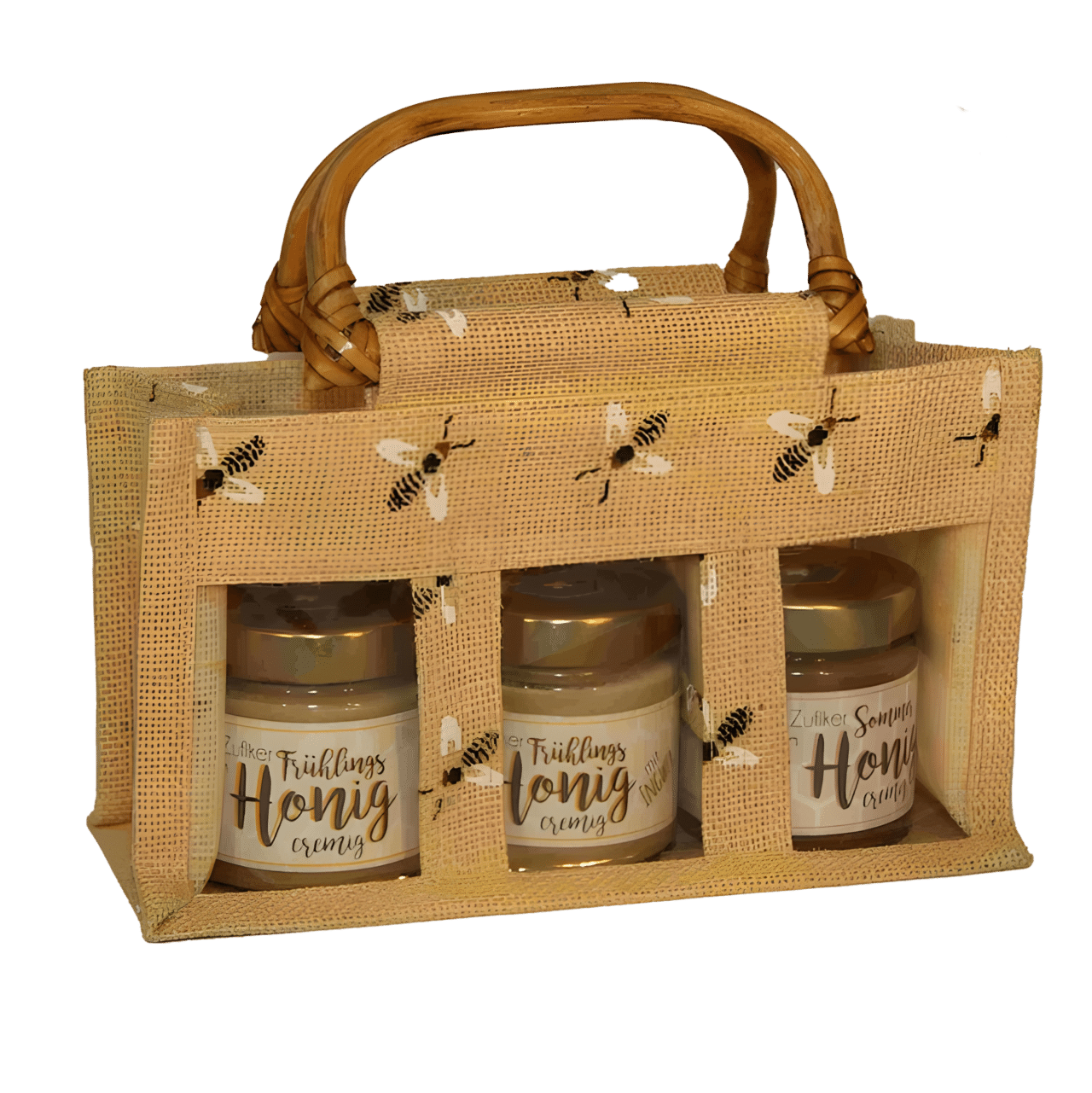 Jute Geschenk Tasche 3x250g Imkerei Roth